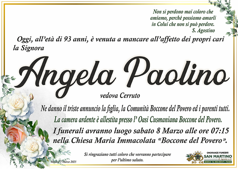 Necrologi: Angela Paolino - Ragusa Oggi