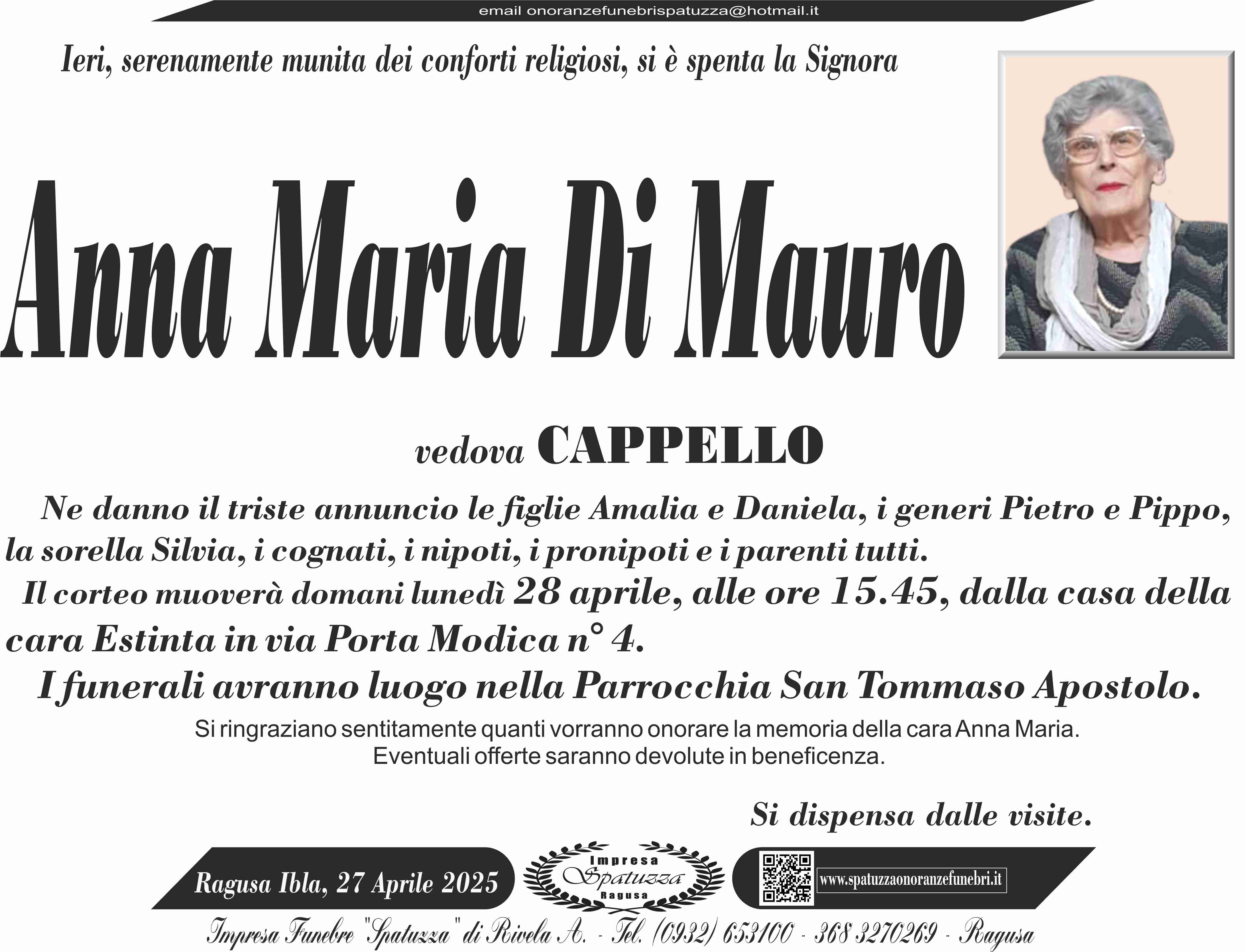 Necrologi: Anna Maria Di Mauro - Ragusa Oggi