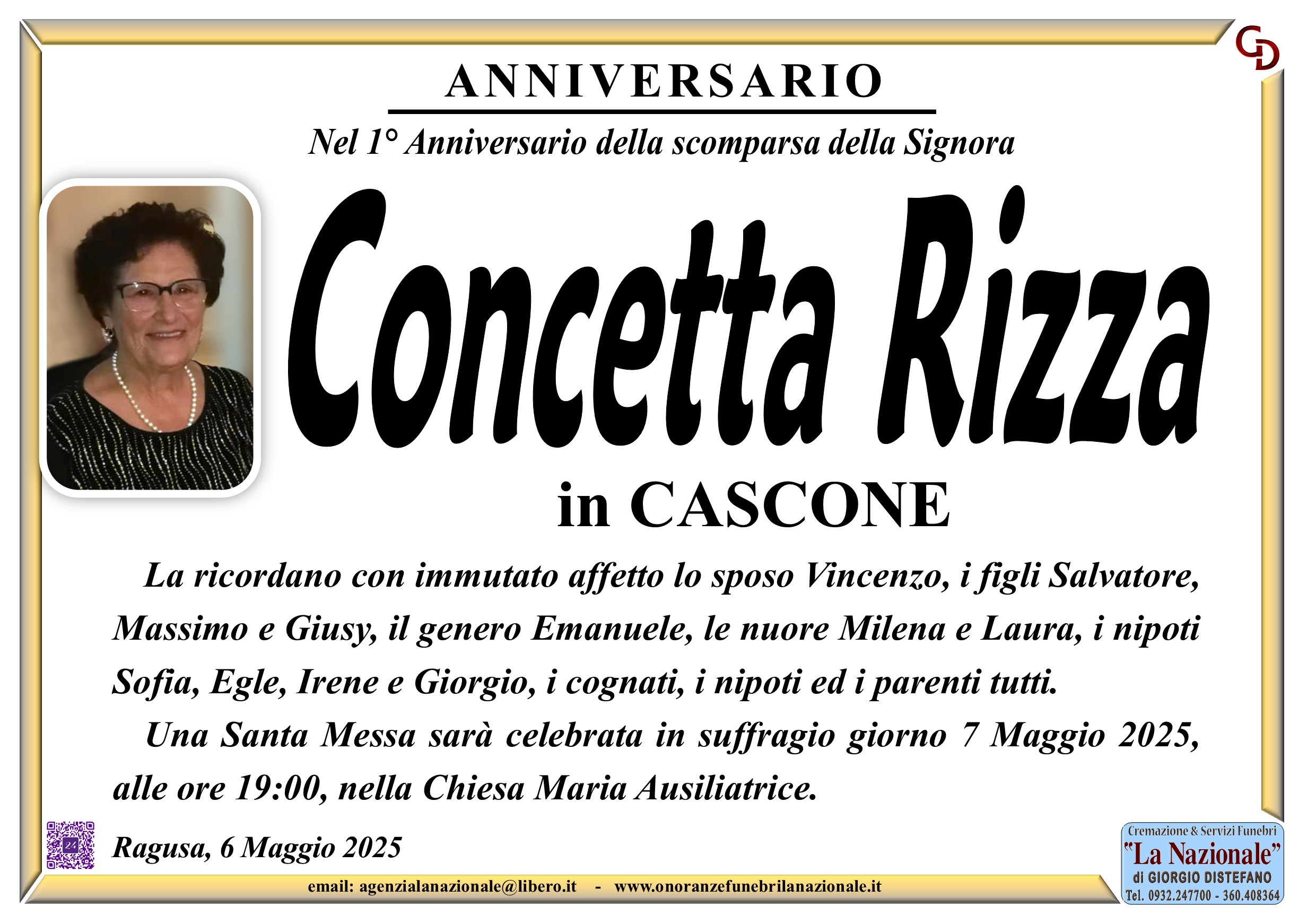 Anniversario: Concetta Rizza - Ragusa Oggi