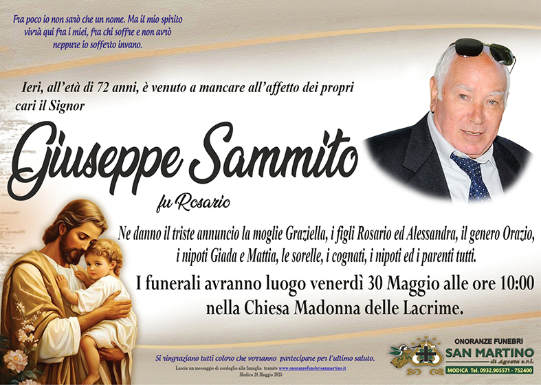 Necrologi: Giuseppe Sammito - Ragusa Oggi