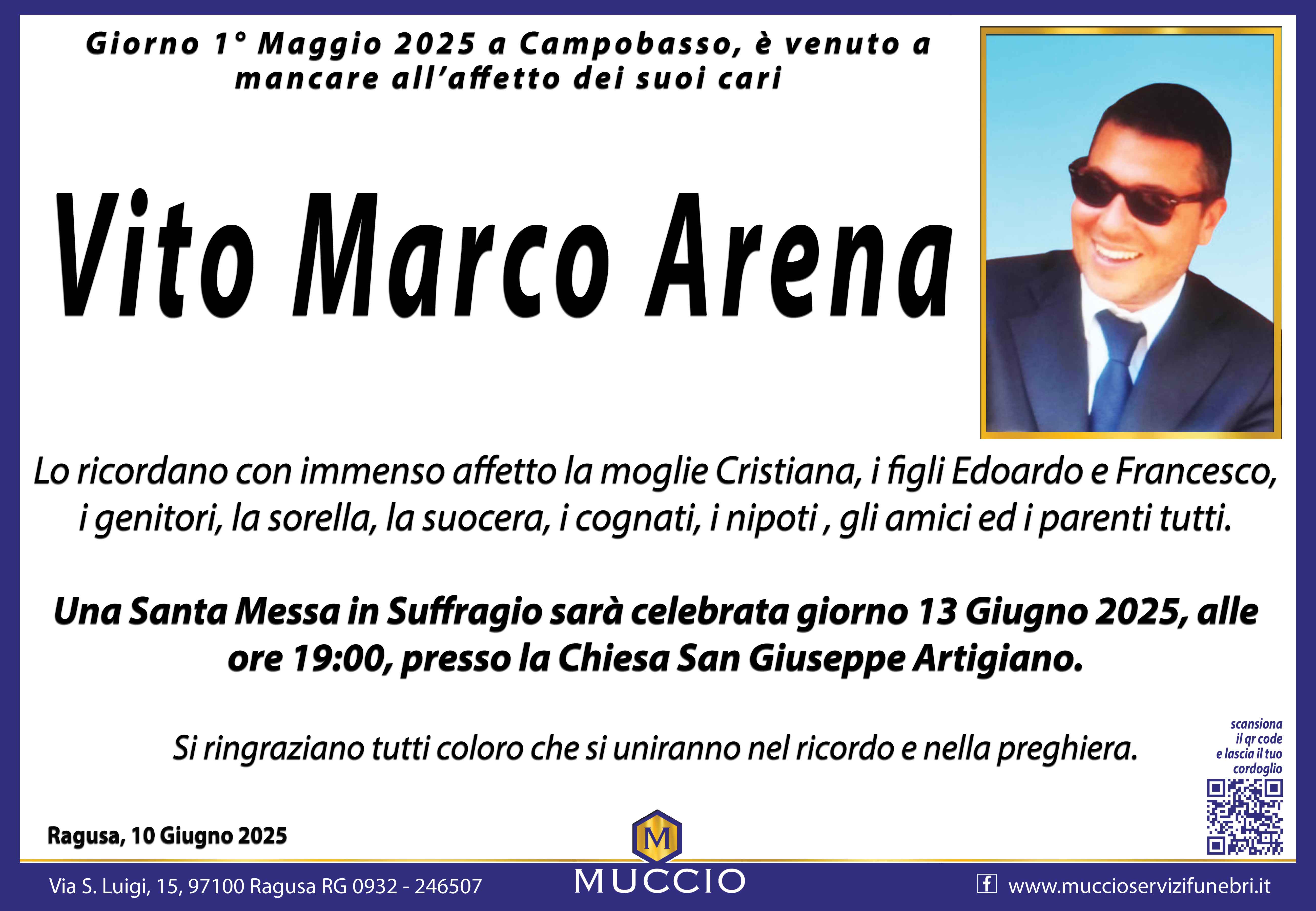 Trigesimo: Vito Marco Arena - Ragusa Oggi