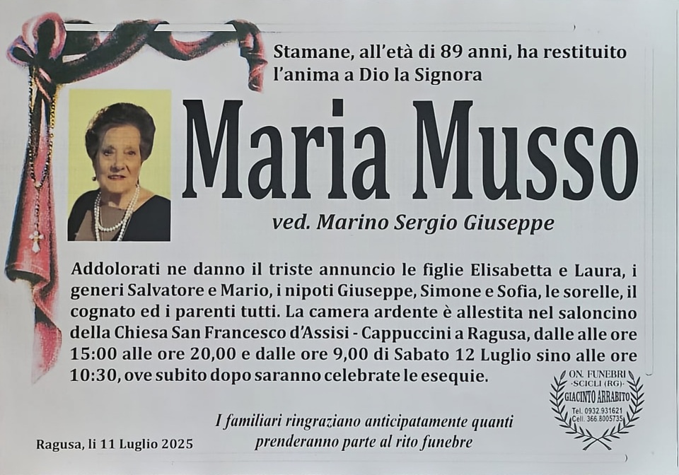 Necrologi: Maria Musso - Ragusa Oggi