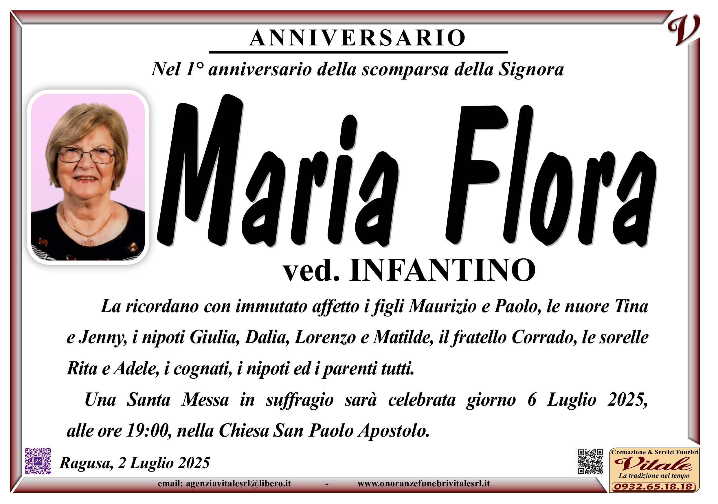 Anniversario: Maria Flora - Ragusa Oggi
