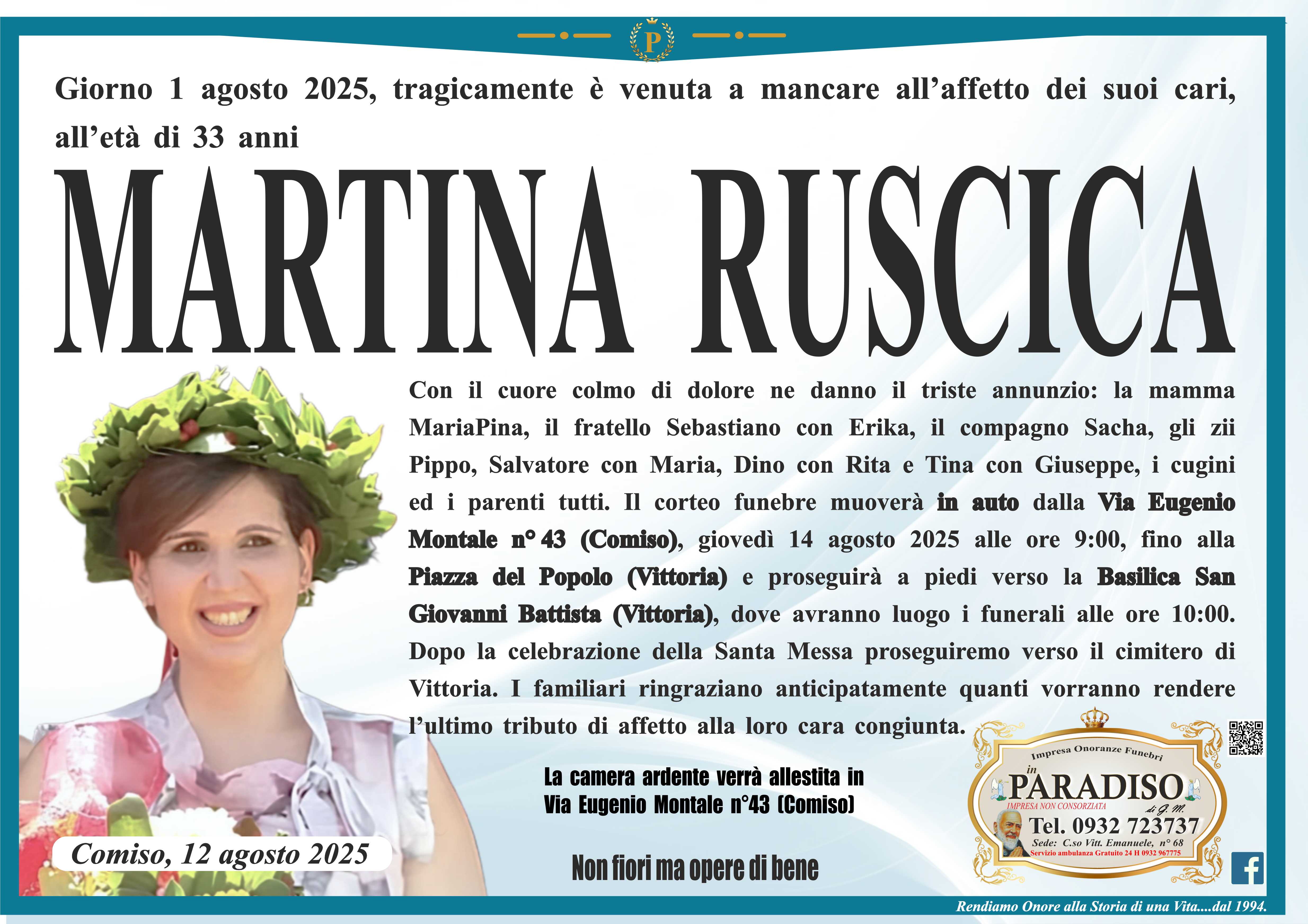 Necrologi: Martina Ruscica - Ragusa Oggi
