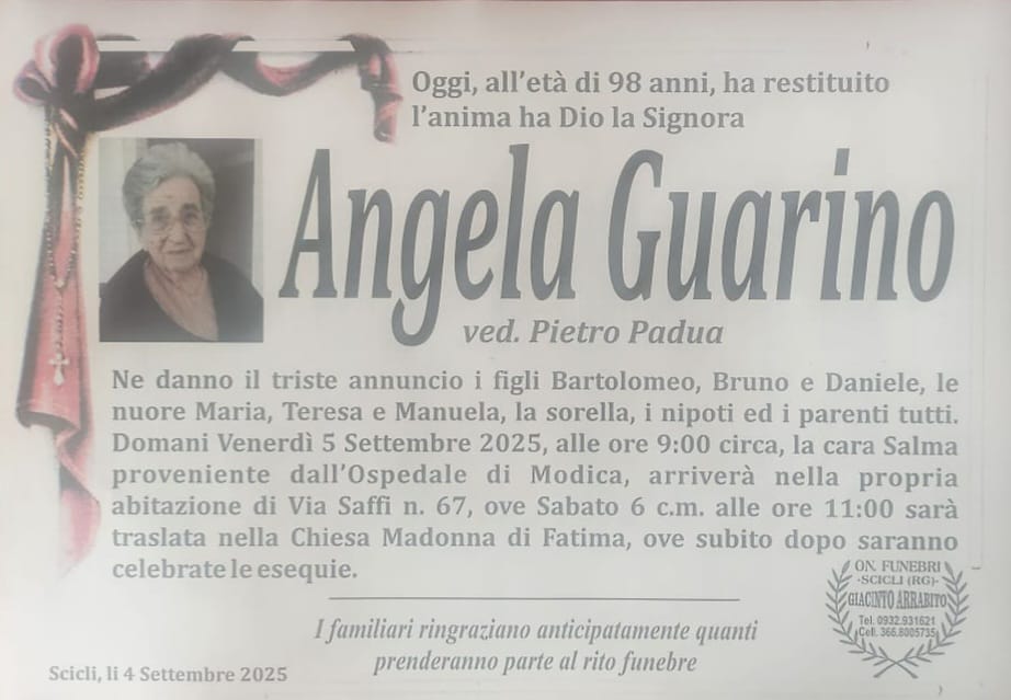 Necrologi: Angela Guarino - Ragusa Oggi