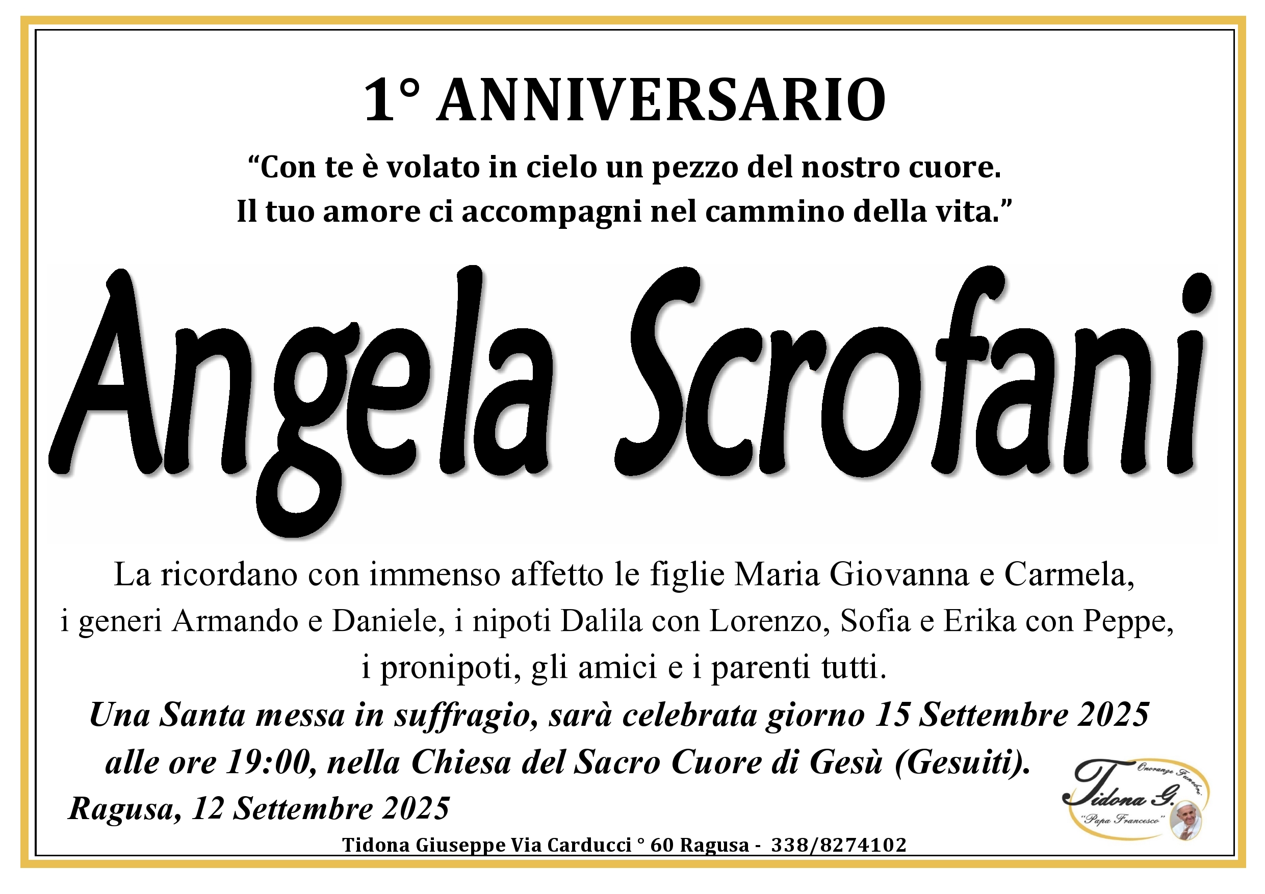 Necrologi: Angela Scrofani - Ragusa Oggi