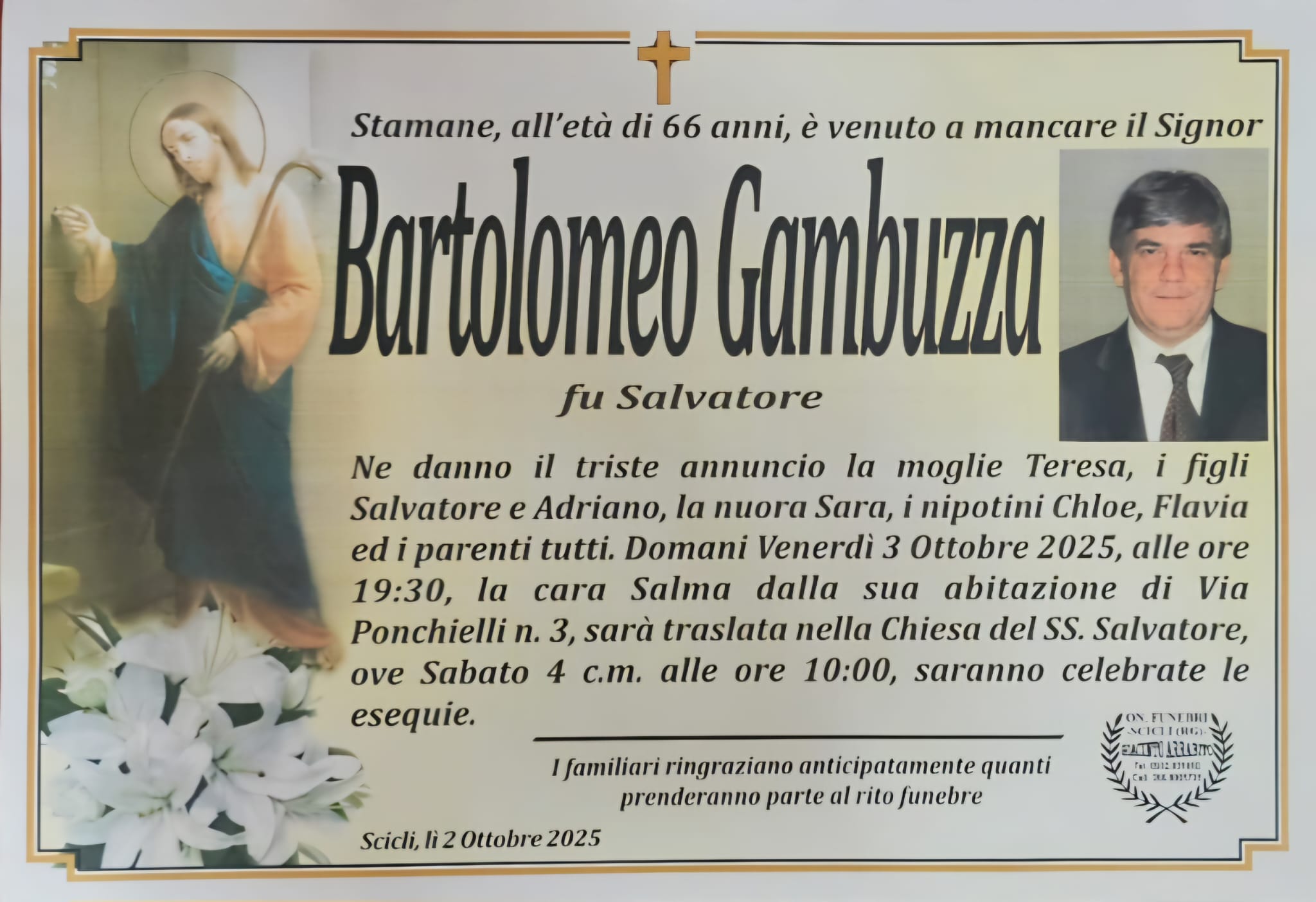 Necrologi: Bartolomeo Gambuzza - Ragusa Oggi
