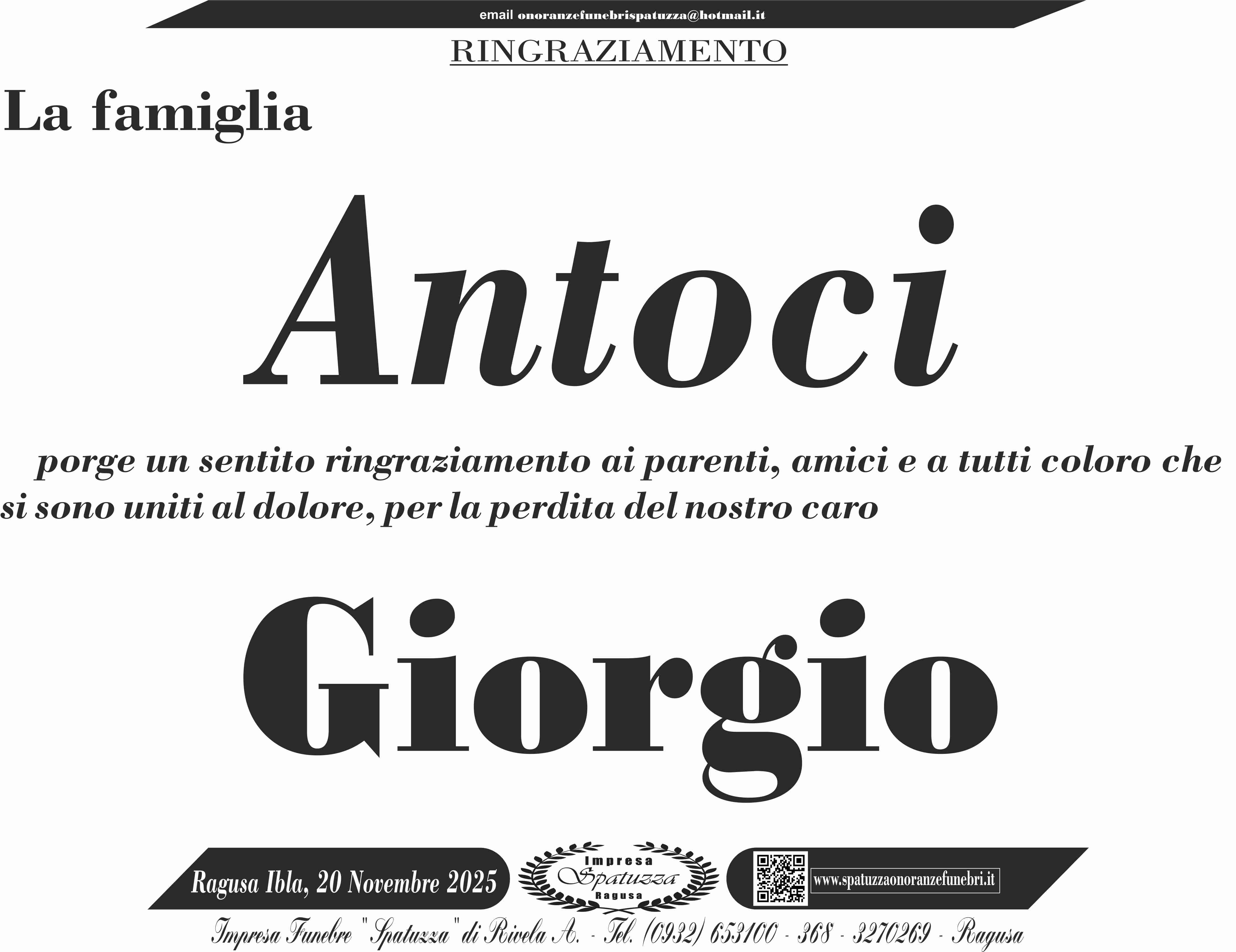 Ringraziamento: famiglia Antoci - Ragusa Oggi