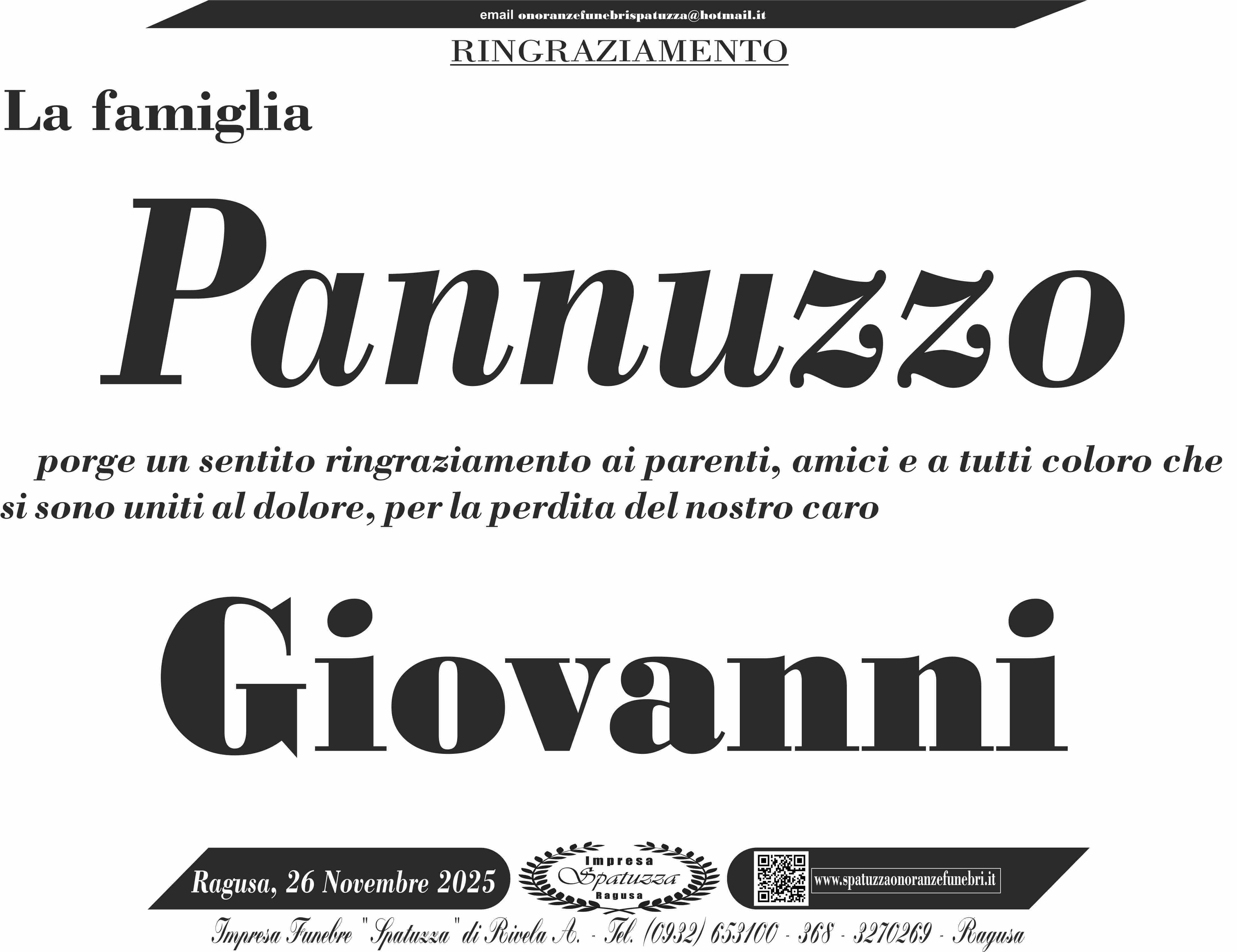Ringraziamento: famiglia Pannuzzo - Ragusa Oggi