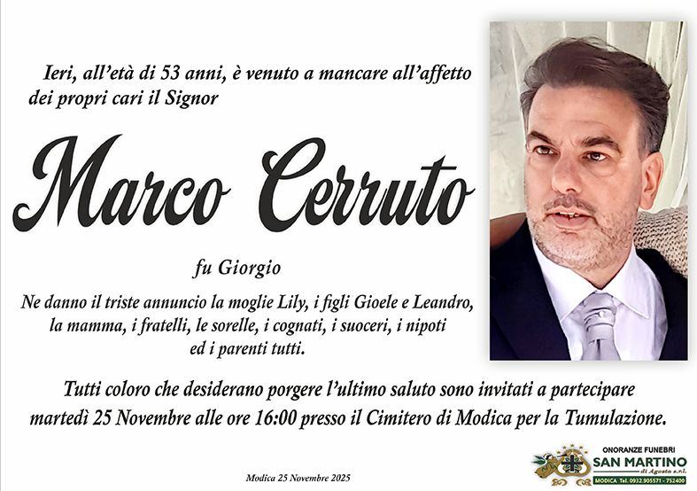 Necrologi: Marco Cerruto - Ragusa Oggi