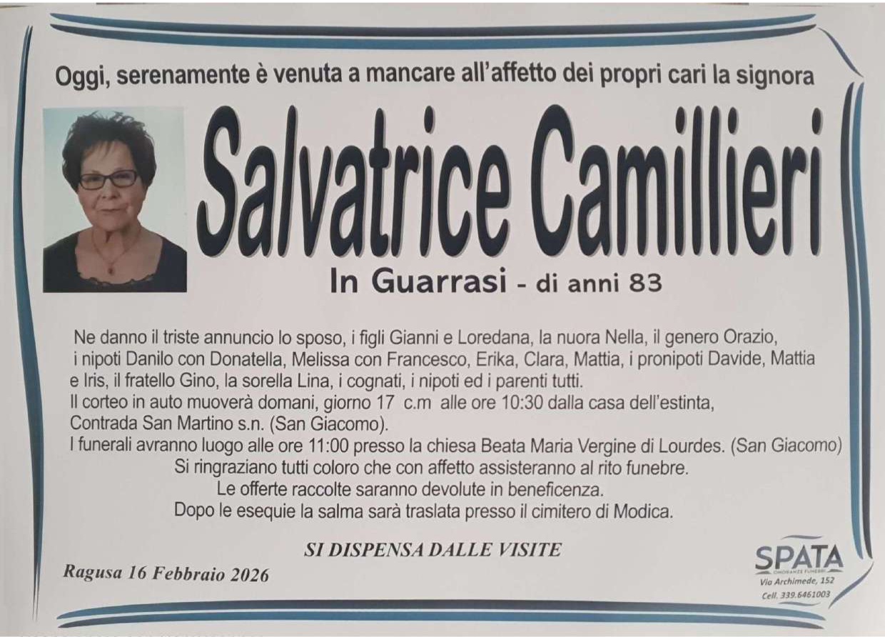 Necrologi: Salvatrice Camillieri - Ragusa Oggi