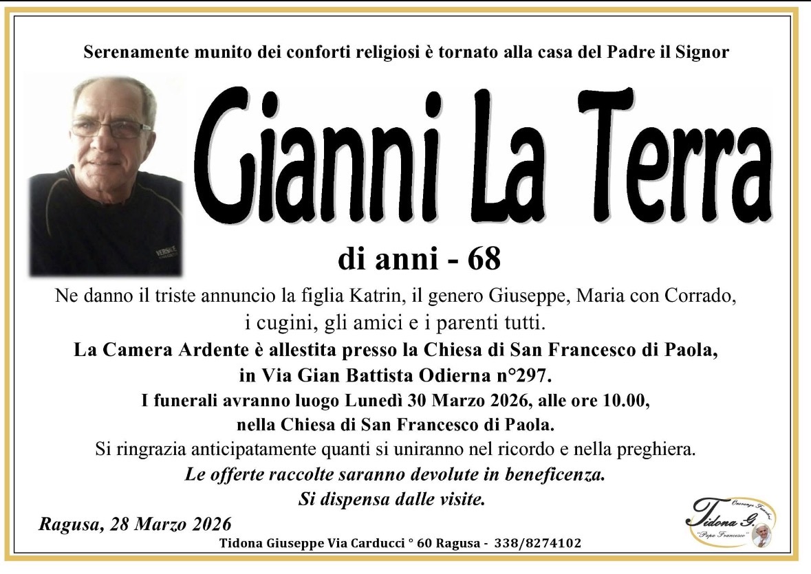 Necrologi: Gianni La Terra - Ragusa Oggi