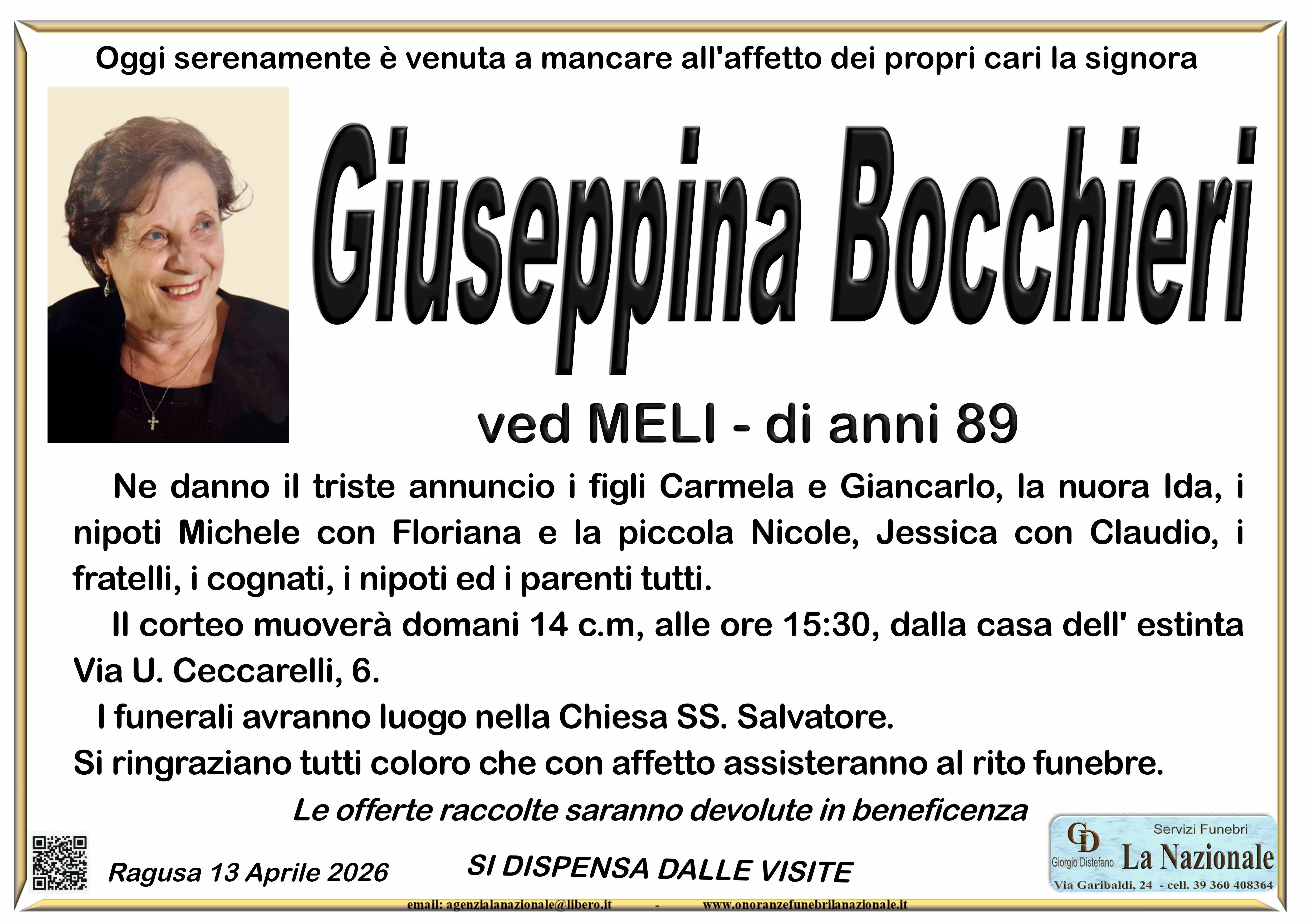 Necrologi: Giuseppina Bocchieri - Ragusa Oggi