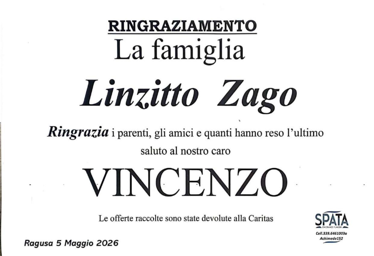 Ringraziamento: famiglia Linzitto-Zago - Ragusa Oggi