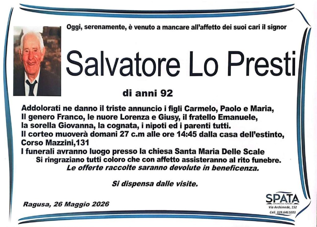 Necrologi: è deceduta Giovanni Conti - Ragusa Oggi