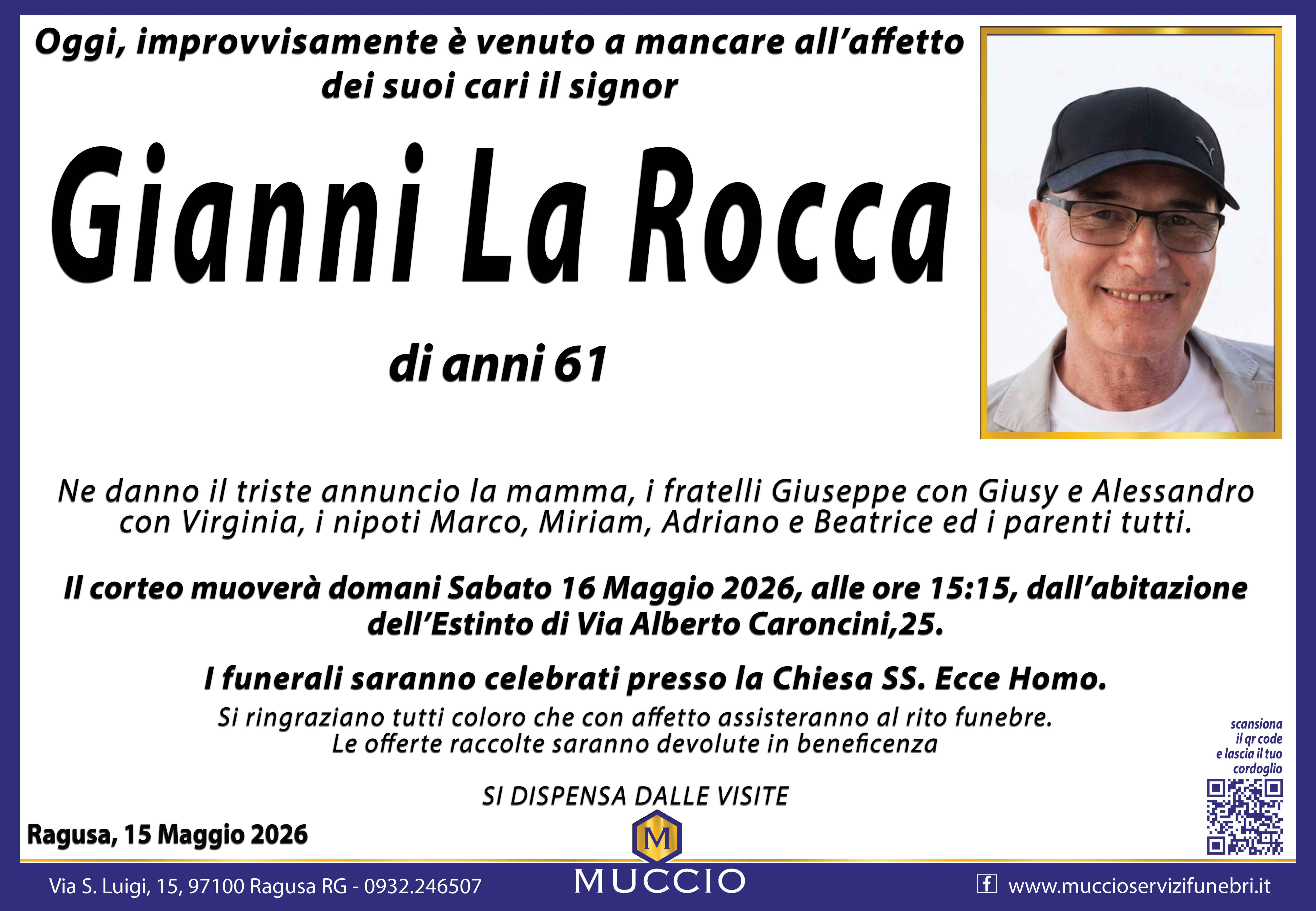 Necrologi: Gianni La Rocca - Ragusa Oggi