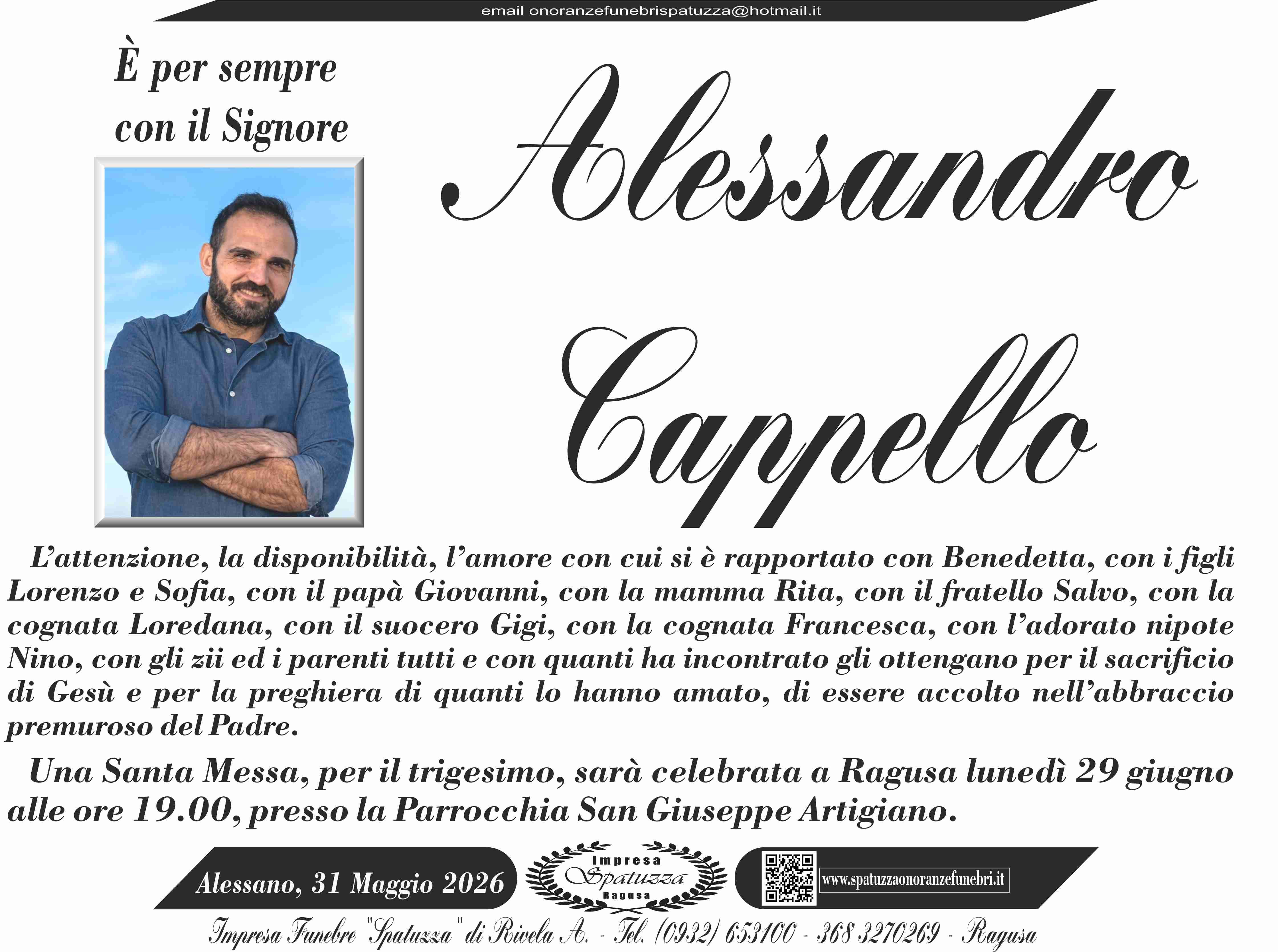 Trigesimo Alessandro Cappello - Ragusa Oggi